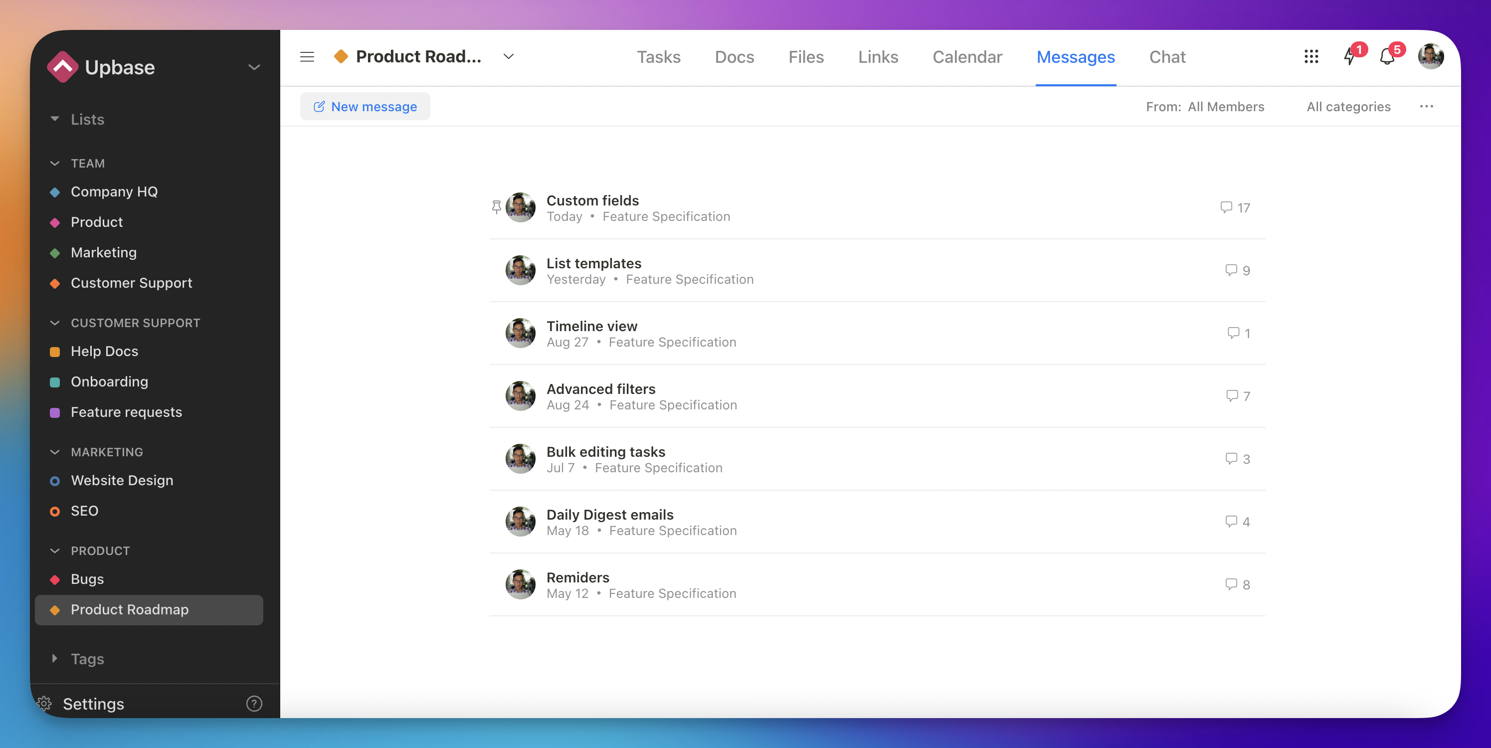 New in Upbase: New message layout; Callout and Table of contents for ...